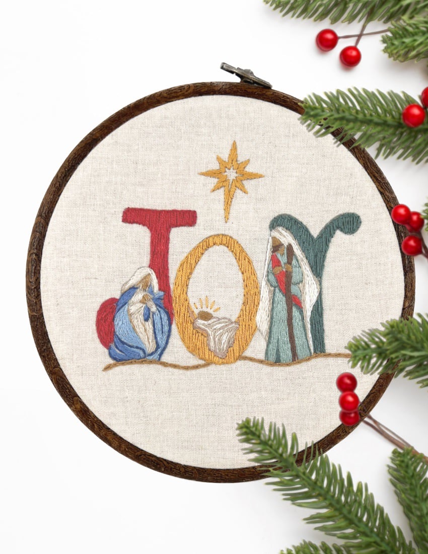 Nativity Christmas Manger Joy Embroidery Kit for Beginners: A Festive ...