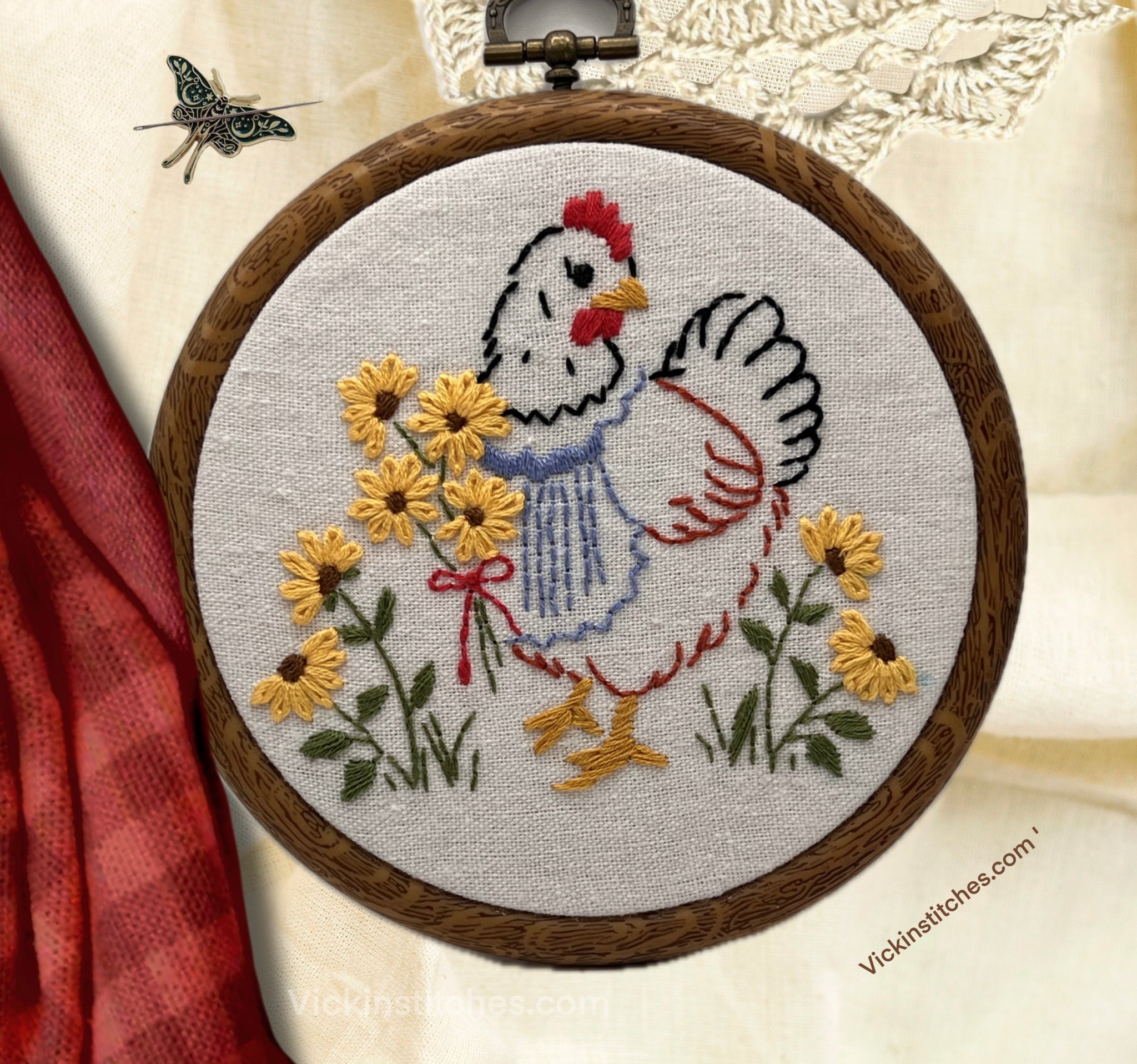 3 pc Chicken hand Embroidery pattern for beginners | Farmhouse Hen wal ...