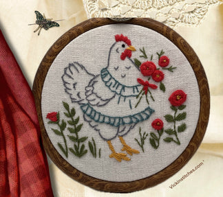 3 pc Chicken hand Embroidery pattern for beginners | Farmhouse Hen wal ...
