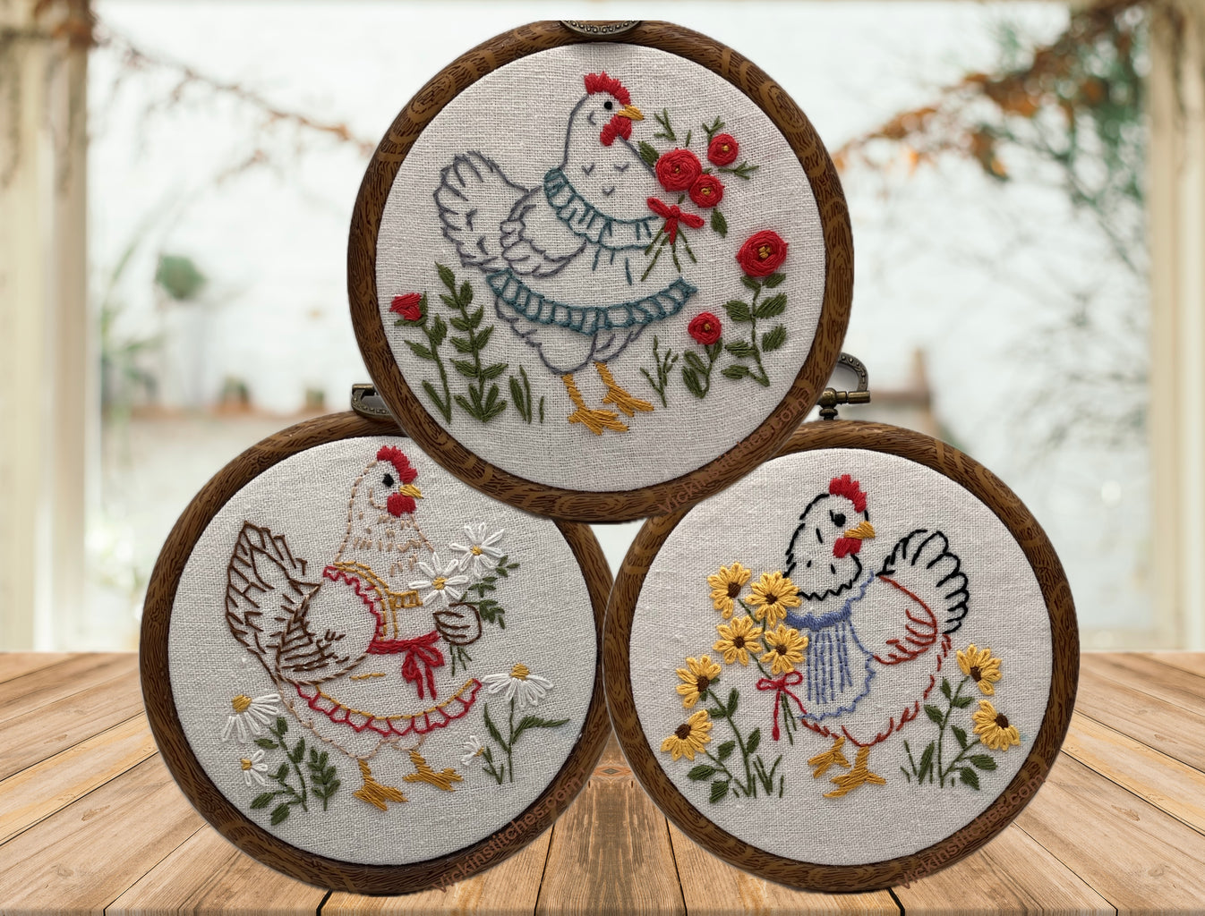 3 pc Chicken hand Embroidery kits for beginners | Farmhouse Hen wall h ...