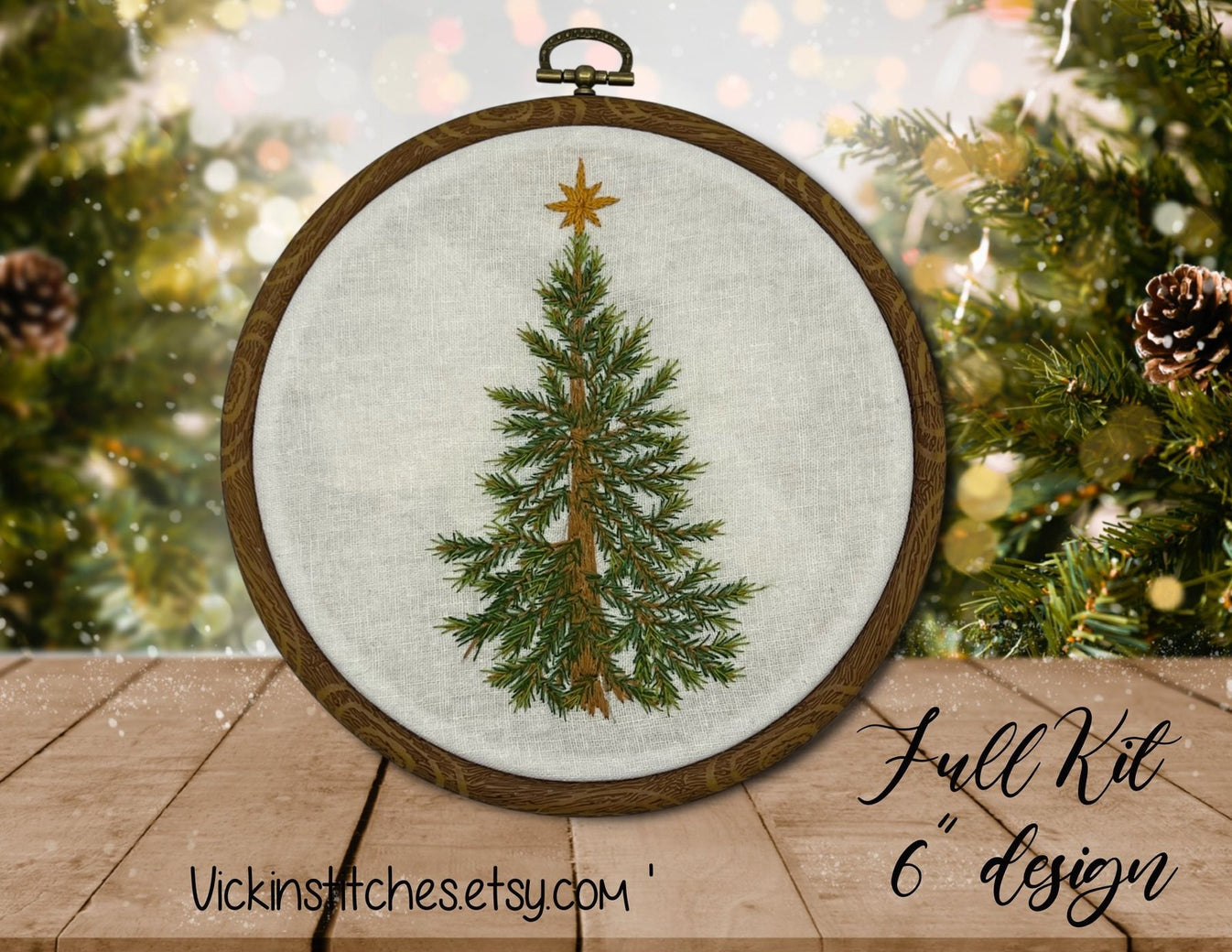 Realistic Christmas Tree Embroidery Kit – VickiNStitches.com